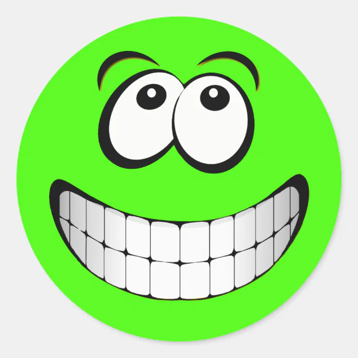 Green Crazy Eyes Face Classic Round Sticker | Zazzle.co.nz