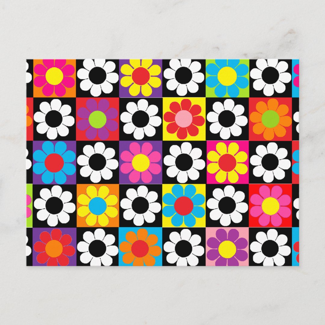 Groovy Retro Flower Power Postcard | Zazzle.co.nz