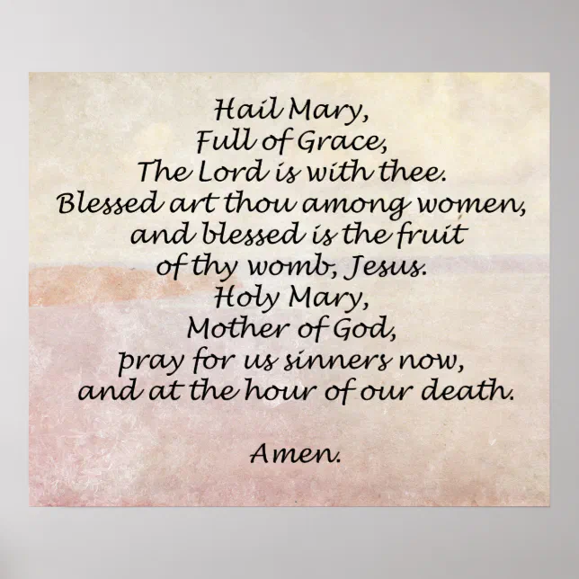 Hail Mary Prayer Religious Quotes Words Poster | Zazzle.co.nz