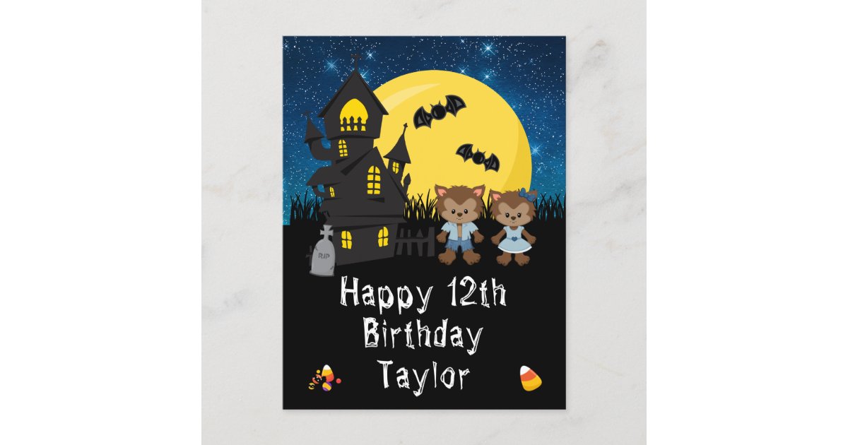 Halloween Werewolf Blue Happy Birthday Postcard | Zazzle.co.nz