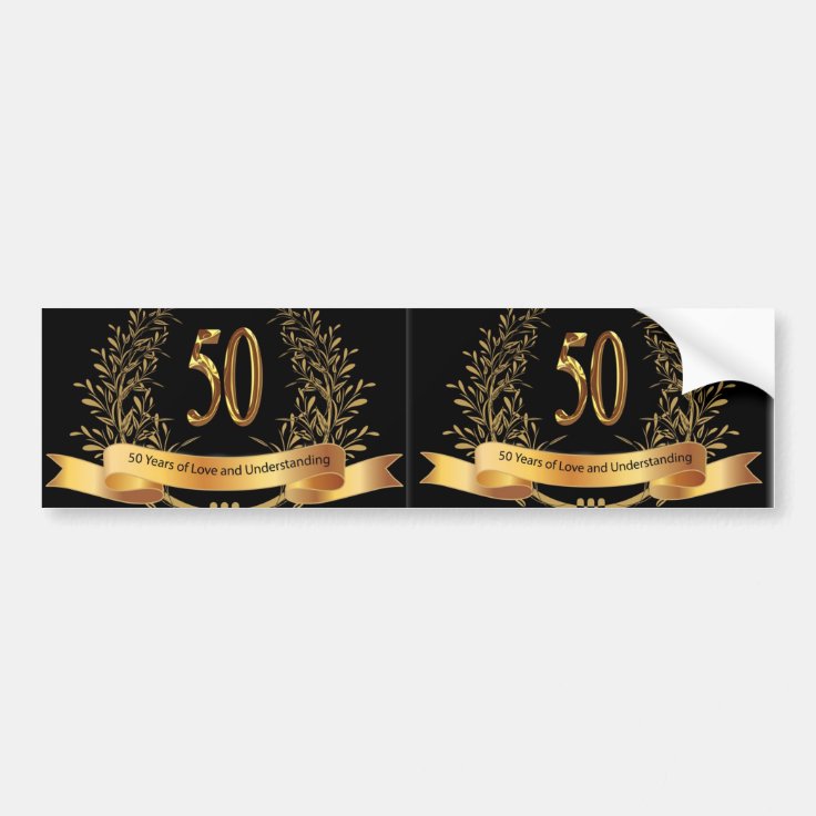 Happy 50th Wedding Anniversary Greeting Cards Bumper Sticker | Zazzle.co.nz