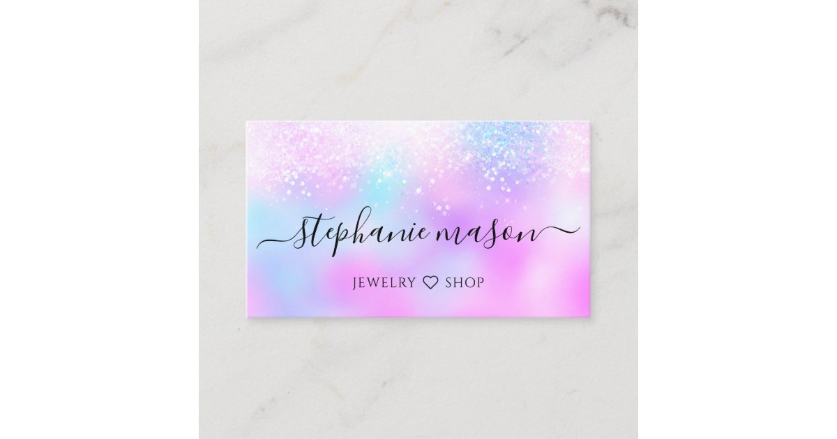 Holographic Glitter Pastel Girly Business Card | Zazzle.co.nz