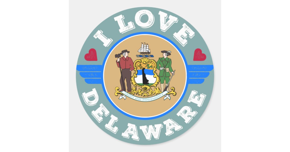 I Love Delaware State Map and Flag Classic Round Sticker | Zazzle.co.nz