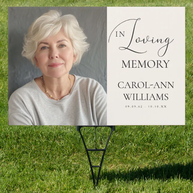 "In Loving Memory" Photo Funeral Memorial Garden Sign | Zazzle.co.nz