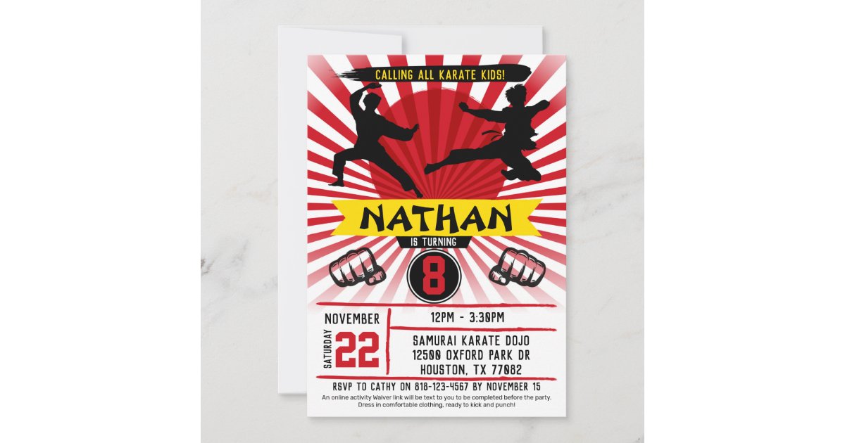 Karate Kid Martial Arts Cobra Kai Invitation | Zazzle.co.nz