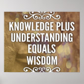 Knowledge Plus Understanding Wisdom Poster | Zazzle.co.nz