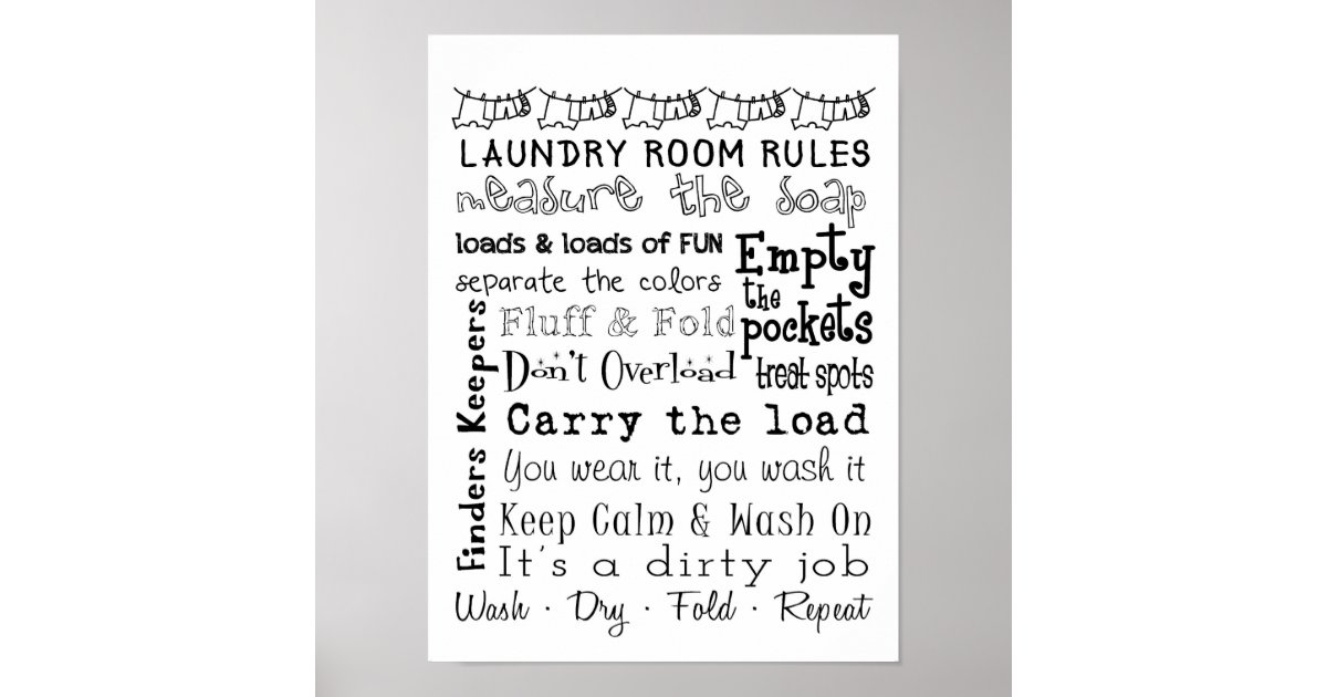 Laundry Room Rules Poster | Zazzle.co.nz