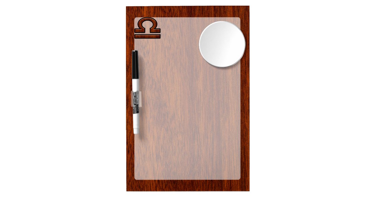 Libra Zodiac Sign on Mahogany Style Decor Dry Erase Board With Mirror ...