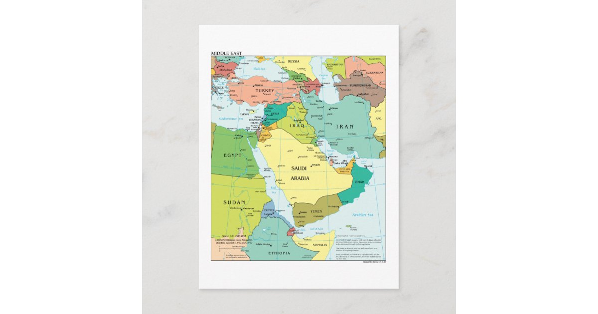 Map of the Middle-East Postcard | Zazzle.co.nz