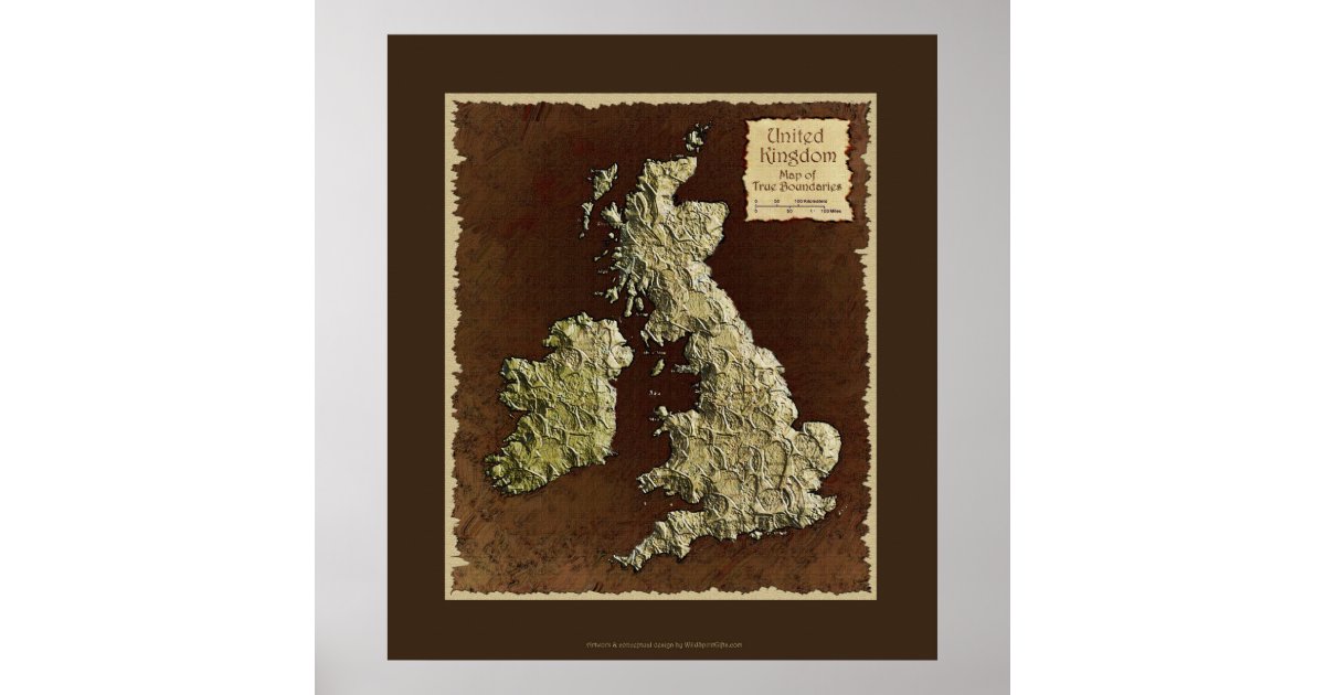 MAP of the UK Map Art Poster | Zazzle.co.nz