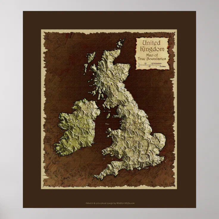 MAP of the UK Map Art Poster | Zazzle.co.nz