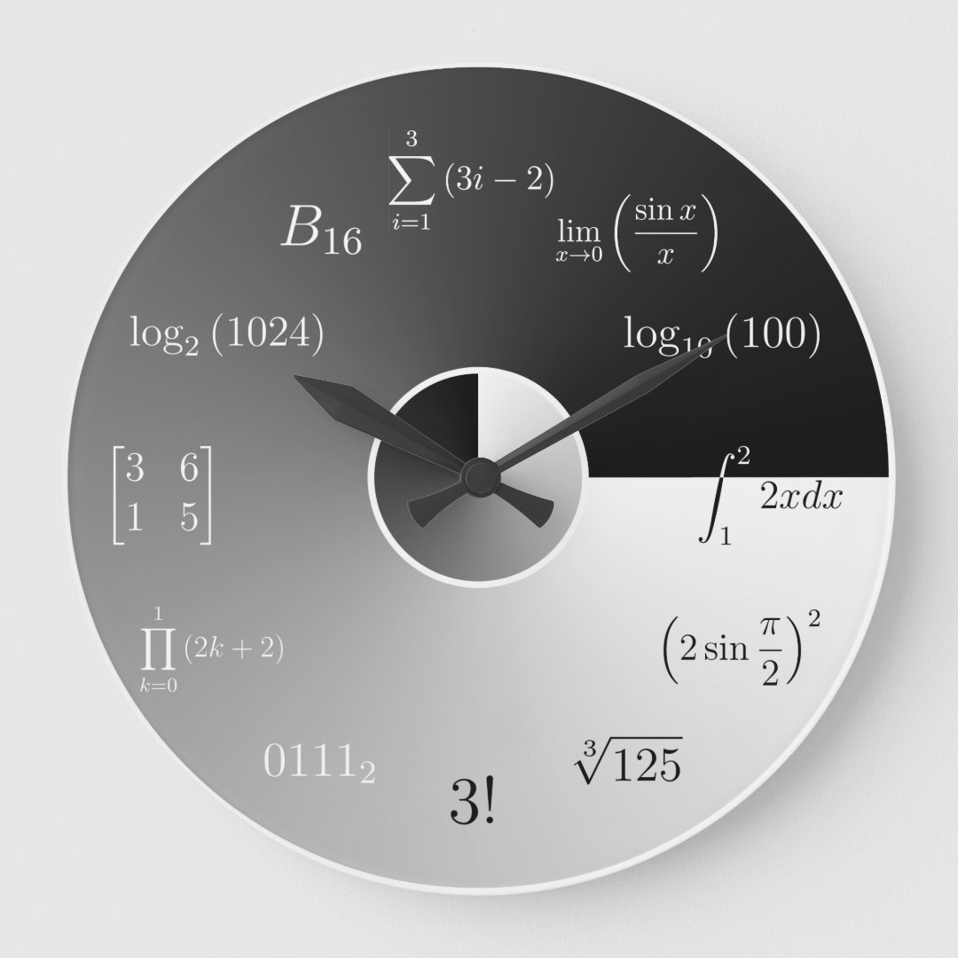 Math Equations and Notations Large Clock | Zazzle.co.nz