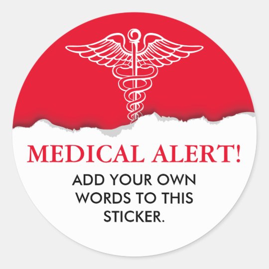 Medical Alert Custom Text Classic Round Sticker | Zazzle.co.nz