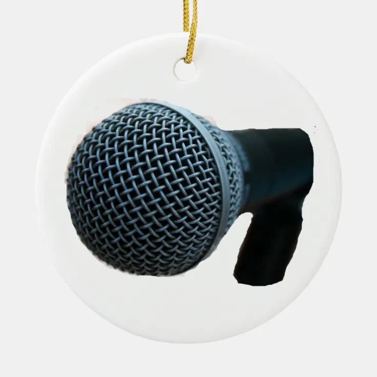 Microphone close up mic cutout design ceramic tree decoration | Zazzle ...