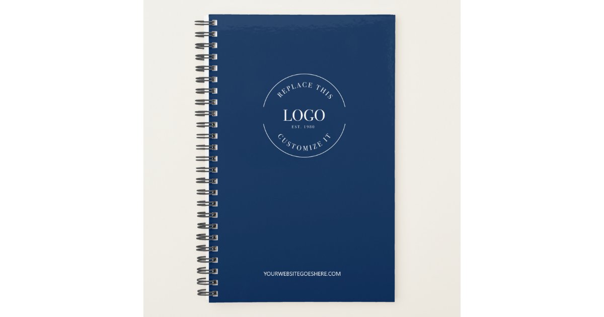 Modern Custom Logo website Royal blue Branded Planner | Zazzle.co.nz