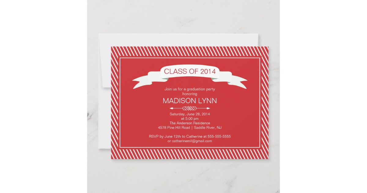 Modern Red White Graduation Party Invitation | Zazzle.co.nz