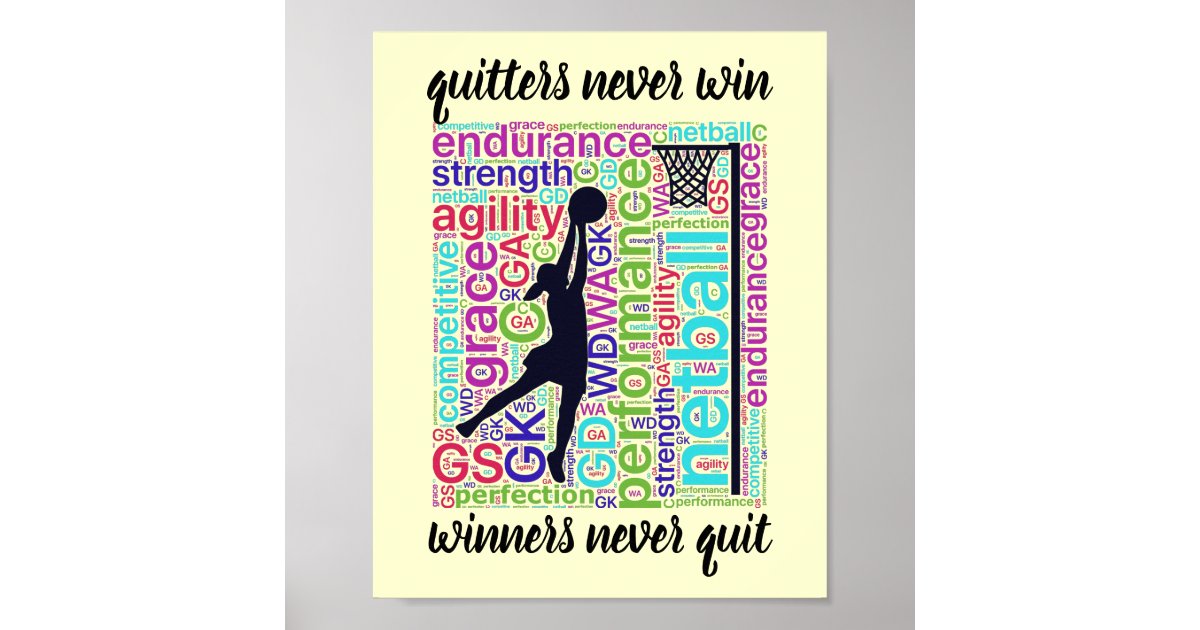 Motivational Saying Player Positions Netball Quote Poster | Zazzle.co.nz