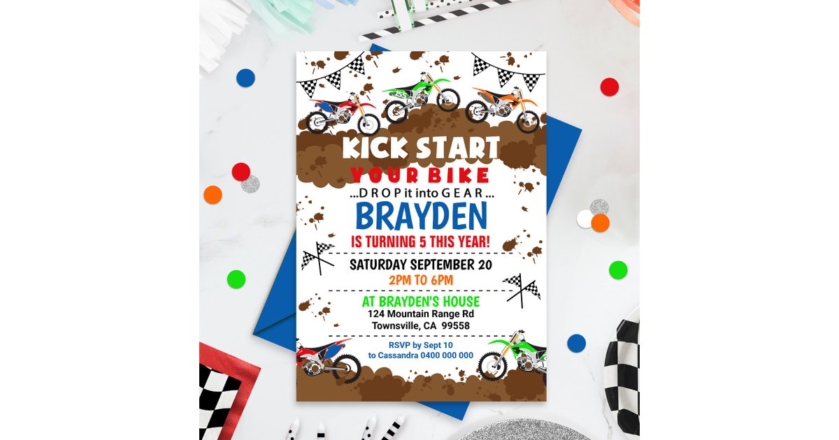Motorbike Invitation Dirt Bike Party Invitation | Zazzle.co.nz