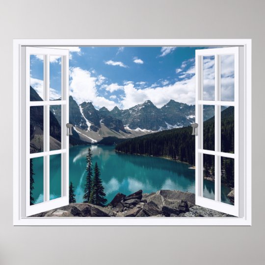 Mountains and Lake Landscape Fake Window View Poster | Zazzle.co.nz