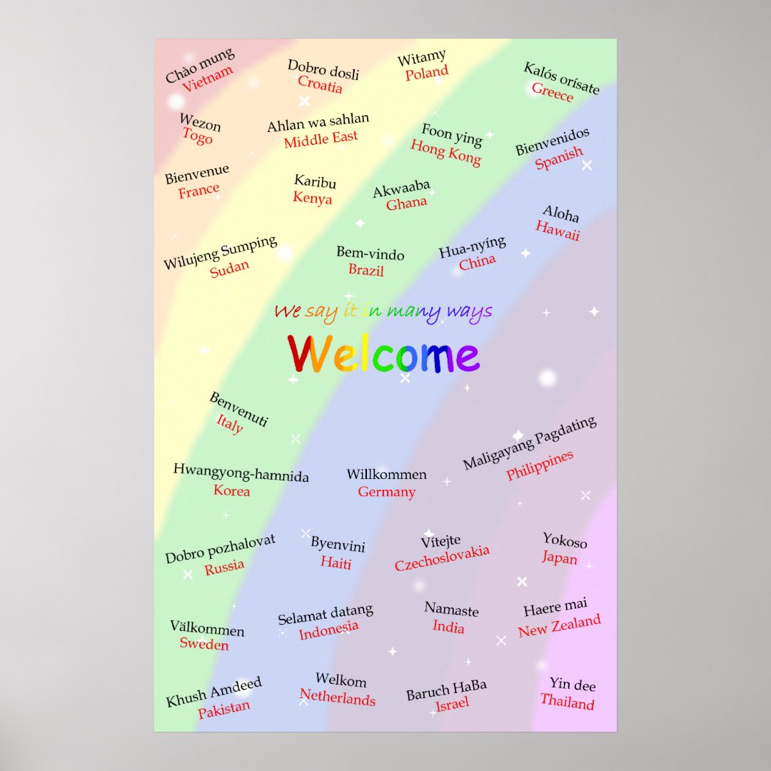 Multilingual ESL Welcome Poster | Zazzle.co.nz