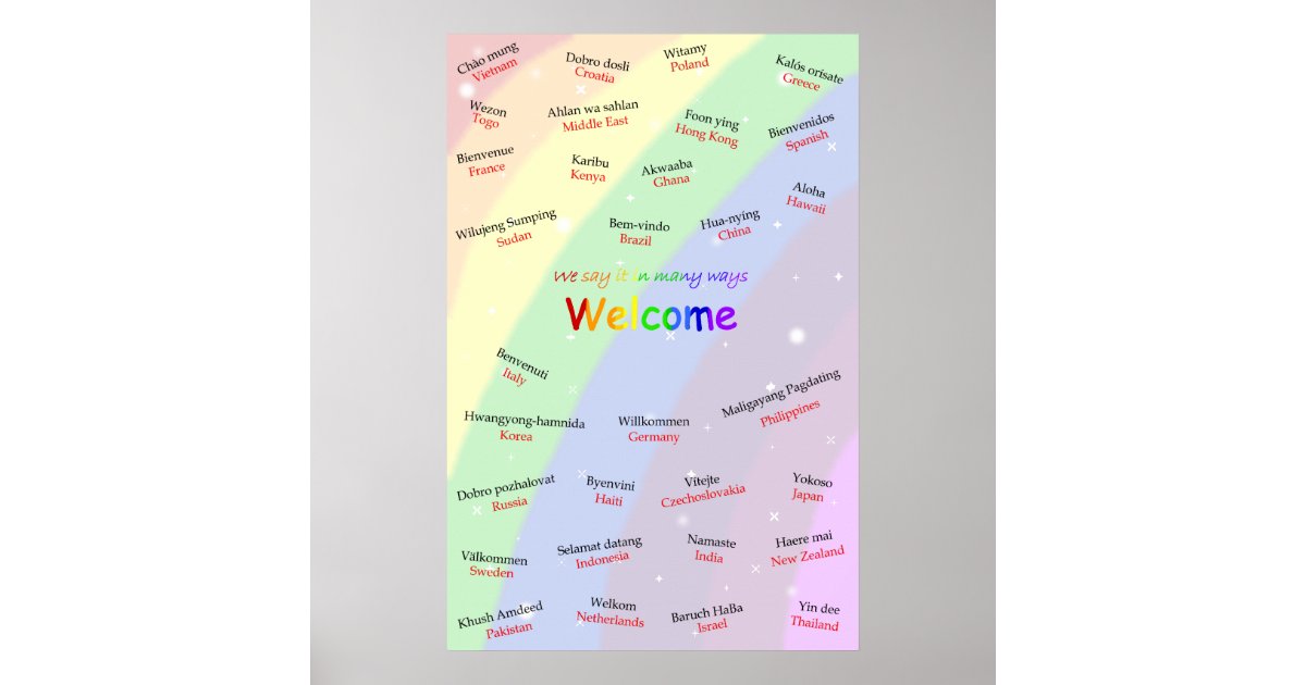Multilingual ESL Welcome Poster | Zazzle.co.nz