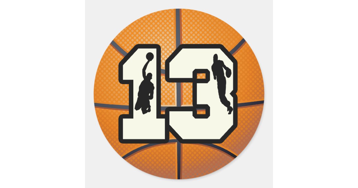 Number 13 Basketball and Players Classic Round Sticker | Zazzle.co.nz