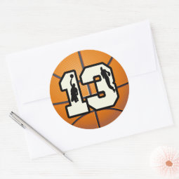 Number 13 Basketball and Players Classic Round Sticker | Zazzle.co.nz