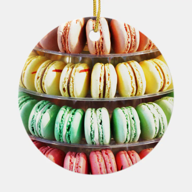 Pastel Rainbow Stacked French Macaron Cookies Ceramic Tree Decoration ...