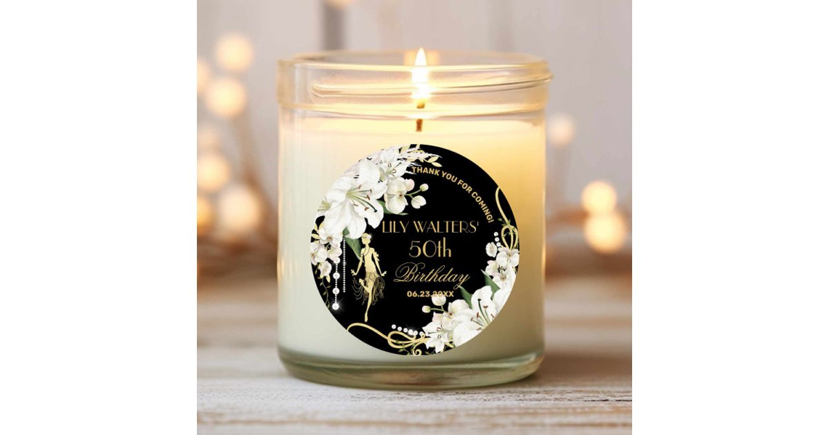 Pearls White Floral Art Deco Gatsby 20s Birthday Classic Round Sticker ...