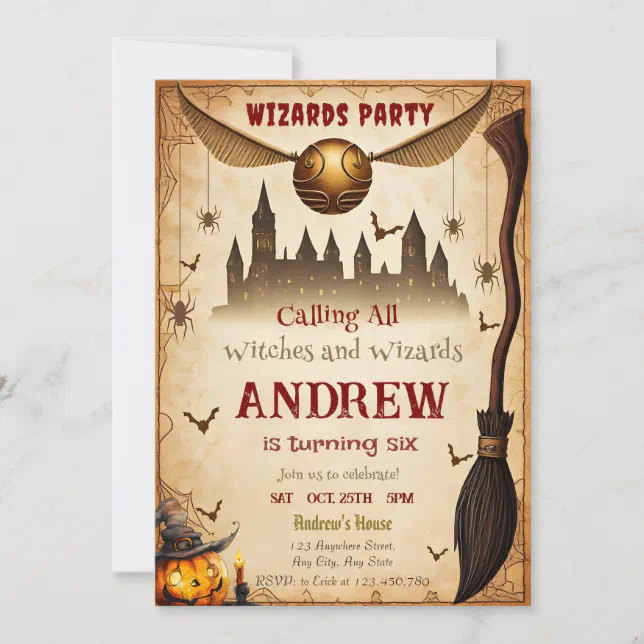 Personal Wizards Witches Castle Magical Birthday Invitation | Zazzle.co.nz