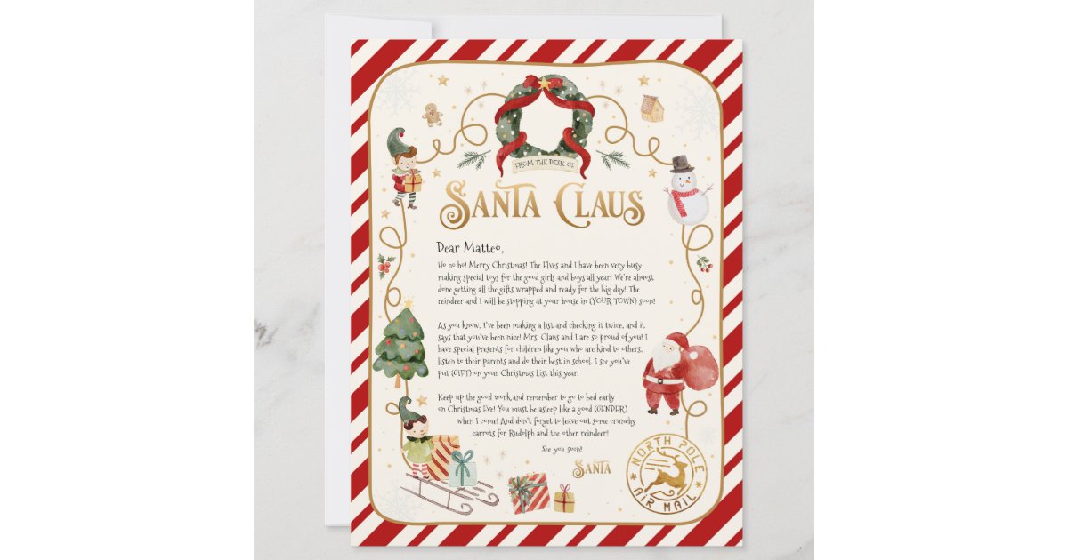 Personalised Letter from Santa | Zazzle.co.nz