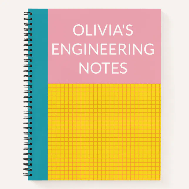 Personalised Name Engineering Graph Paper Pink Notebook | Zazzle.co.nz