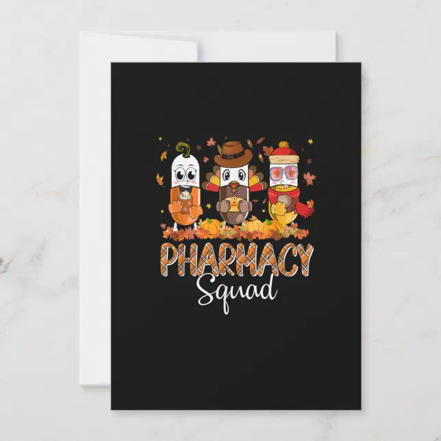 Pharmacy Squad Funny Pill Pilgrim Turkey Thanksgiv Invitation | Zazzle ...