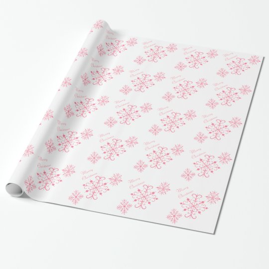 Pink Snowflakes Christmas Wrapping Paper | Zazzle.co.nz