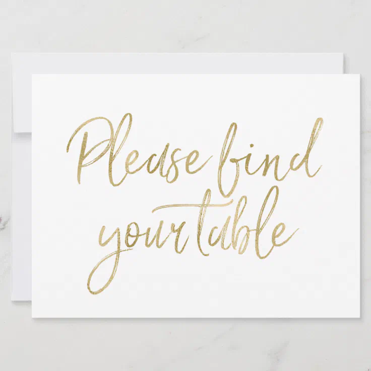 "Please find your table" Stylish Gold Sign | Zazzle.co.nz