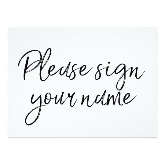 "Please sign your name" Stylish Hand Lettered Sign Invitation | Zazzle ...