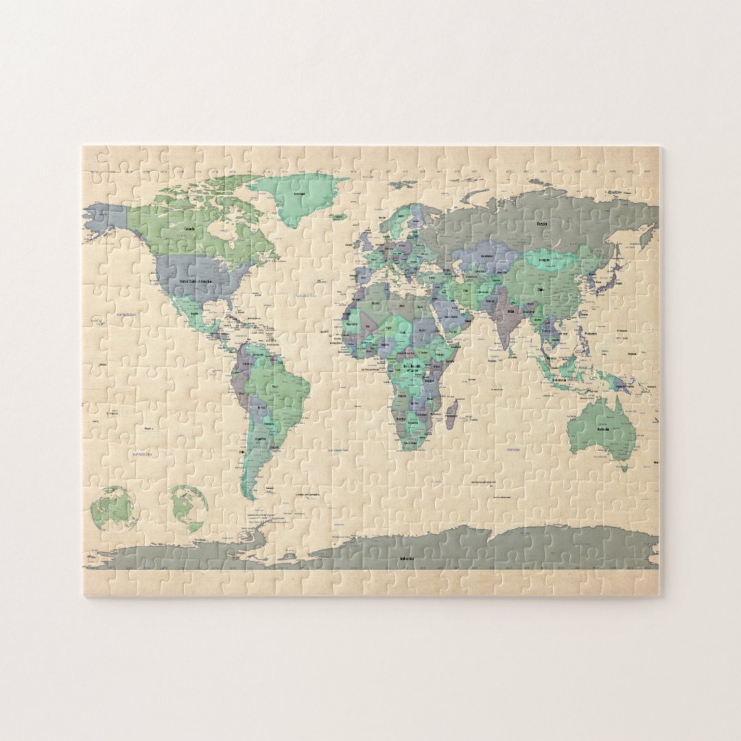 Political Map of the World Map Jigsaw Puzzle | Zazzle.co.nz