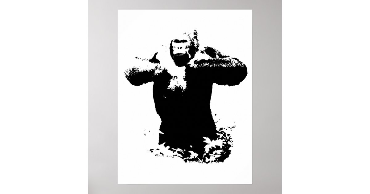 gorilla beating chest drawing