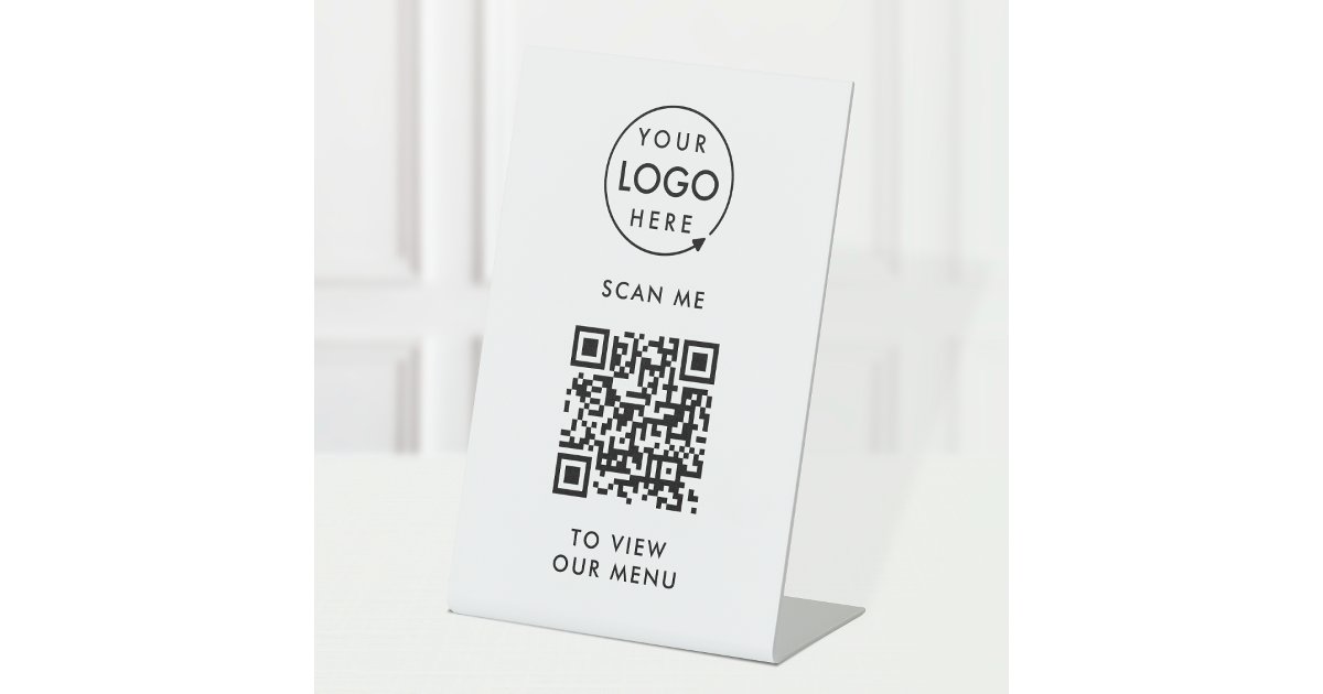 QR Code Menu | Logo Contactless Modern Pedestal Sign | Zazzle.co.nz