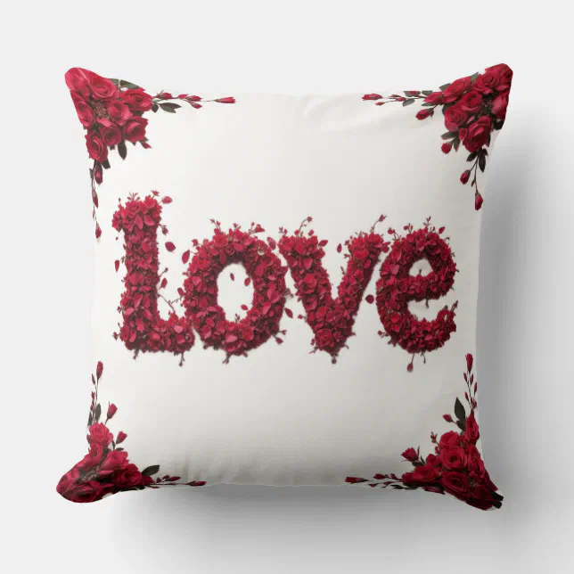 Red Rose LOVE Pillow Romantic Valentine's Day Gift | Zazzle.co.nz