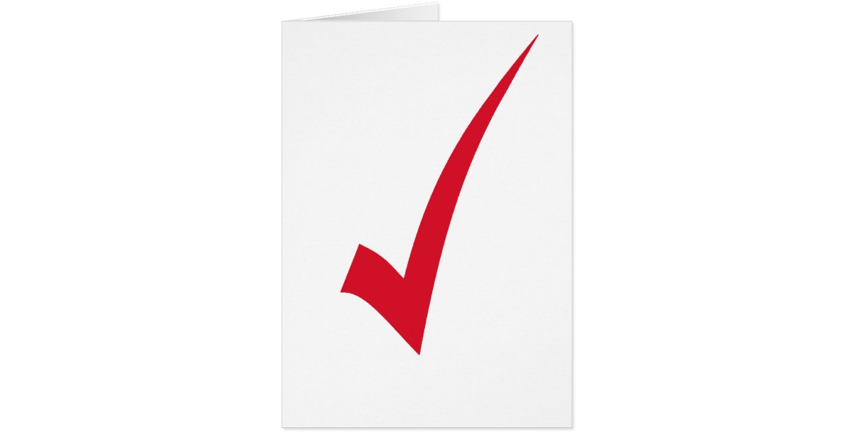 Red Tick Check Symbol Sign Mark Greeting Card | Zazzle.co.nz