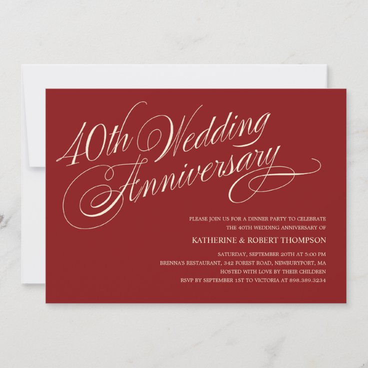 Ruby Wedding Anniversary Invitations | Zazzle.co.nz