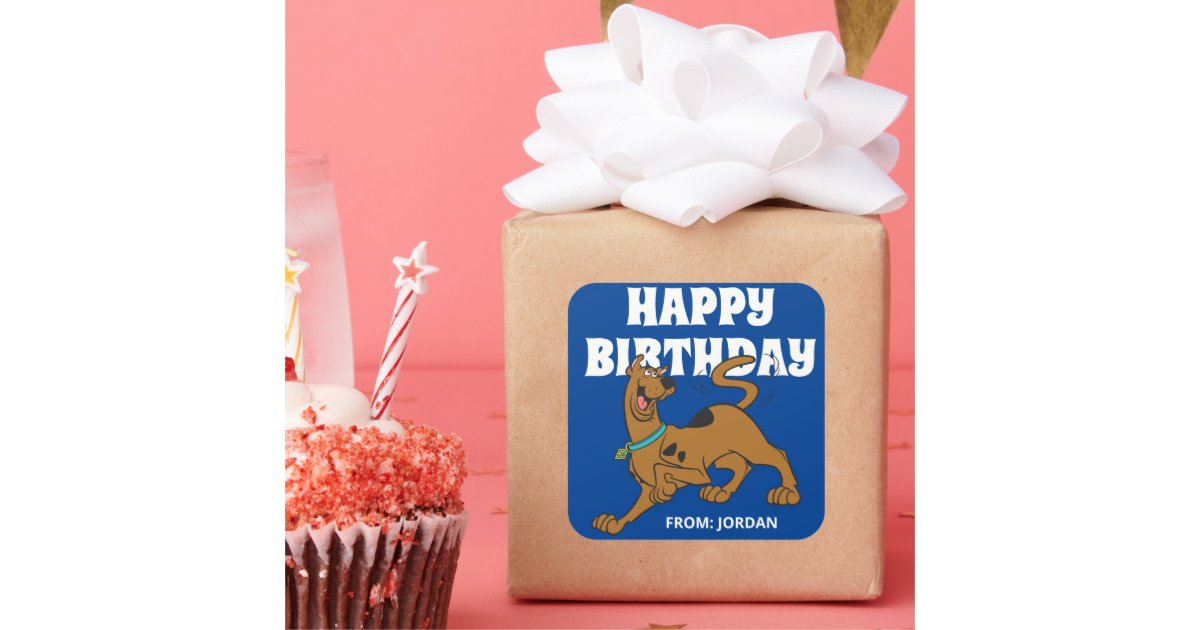 Scooby-Doo Tail Wag | Happy Birthday Square Sticker | Zazzle.co.nz
