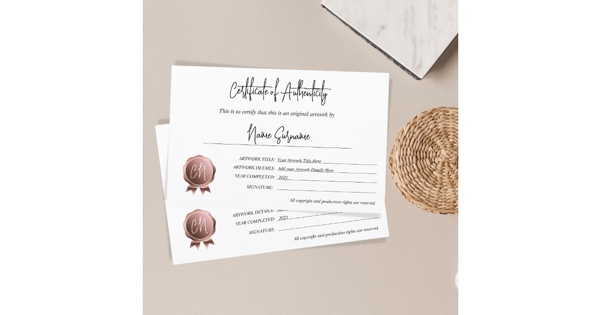 Simple Certificate of Authenticity Artwork by | Zazzle.co.nz