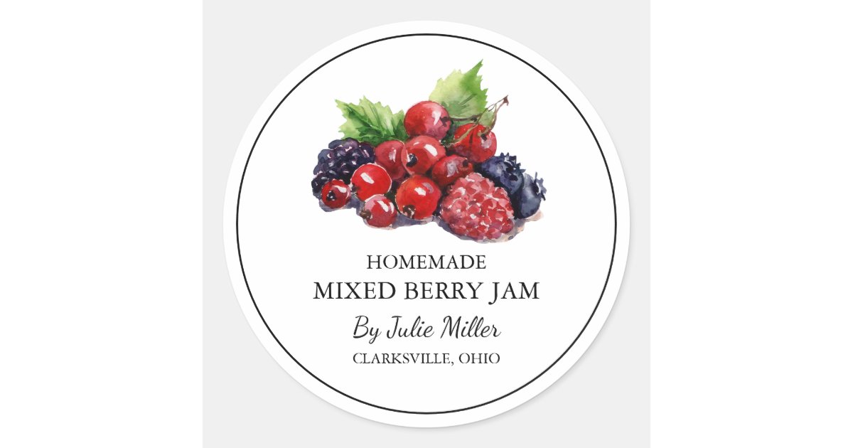 Simple Homemade Mixed Berry Jam Label | Zazzle.co.nz