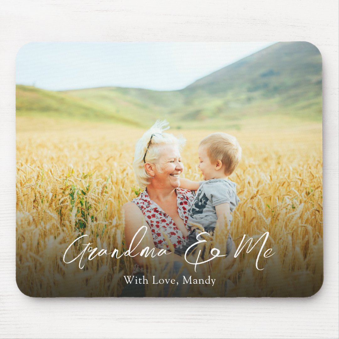 Simple Minimalist Photo Calligraphy Grandma and Me Mouse Pad | Zazzle.co.nz