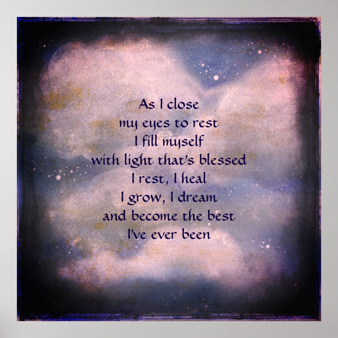 Sleep blessing poem art poster. poster | Zazzle.co.nz