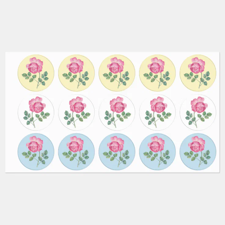 Sticky Waterproof Pink Rose Labels | Zazzle.co.nz