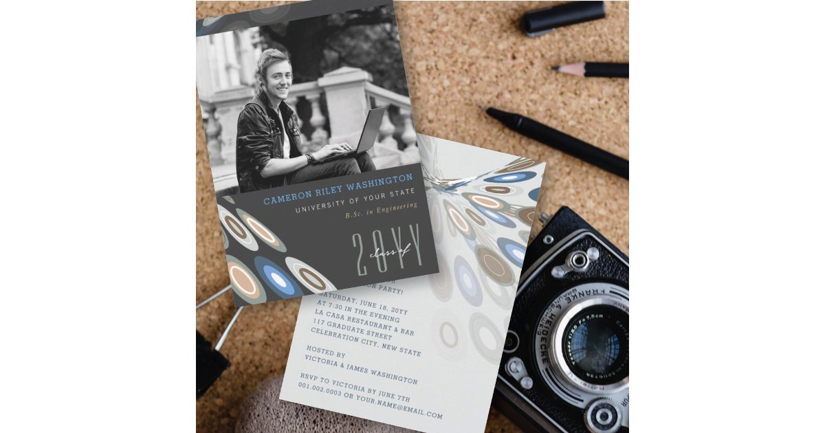 Stylish Digital Butterfly Photo Graduation Party Invitation | Zazzle.co.nz