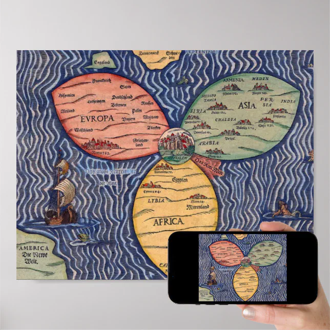 THE BUNTING CLOVER LEAF MAP OF JERUSALEM (1581) POSTER | Zazzle.co.nz